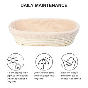 DOITOOL Oval Bread Proofing Baskets for Sourdough Bread, Sourdough Proofing Basket Set for Bread Making for Beginners or Professional Bakers