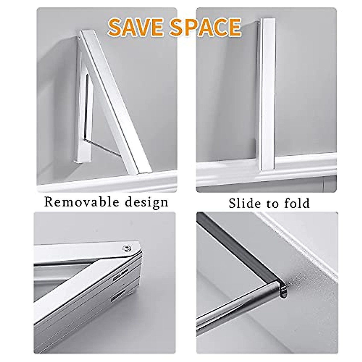 EOPRO Wall Mounted Drying Rack, Clothes Drying Rack Hanger, Closet Organizers and Storage with Aluminum, Folding Coat Rack Shelf Storage Organizer Space Savers…