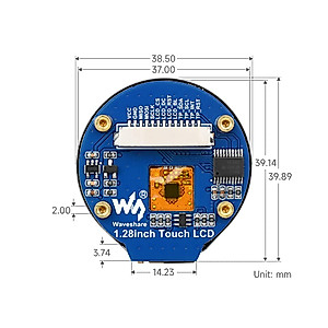 1.28inch Round LCD with Touch Panel,240×240 IPS Screen Display Module,SPI and I2C Communication,with GC9A01 Display Driver,CST816S Touch Driver,for Raspberry Pi, Raspberry Pi Pico, for Arduino, etc