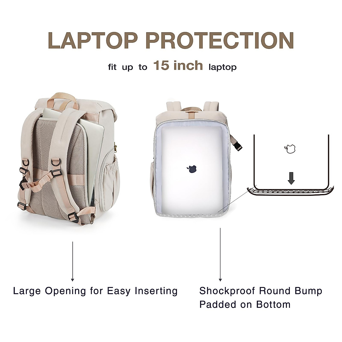 BAGSMART Camera Backpack, DSLR Camera Bag Backpacks for Photographers, Waterproof Anti-Theft Photography Backpack with 15 Inch Laptop Compartment & Tripod Holder, Ivory White