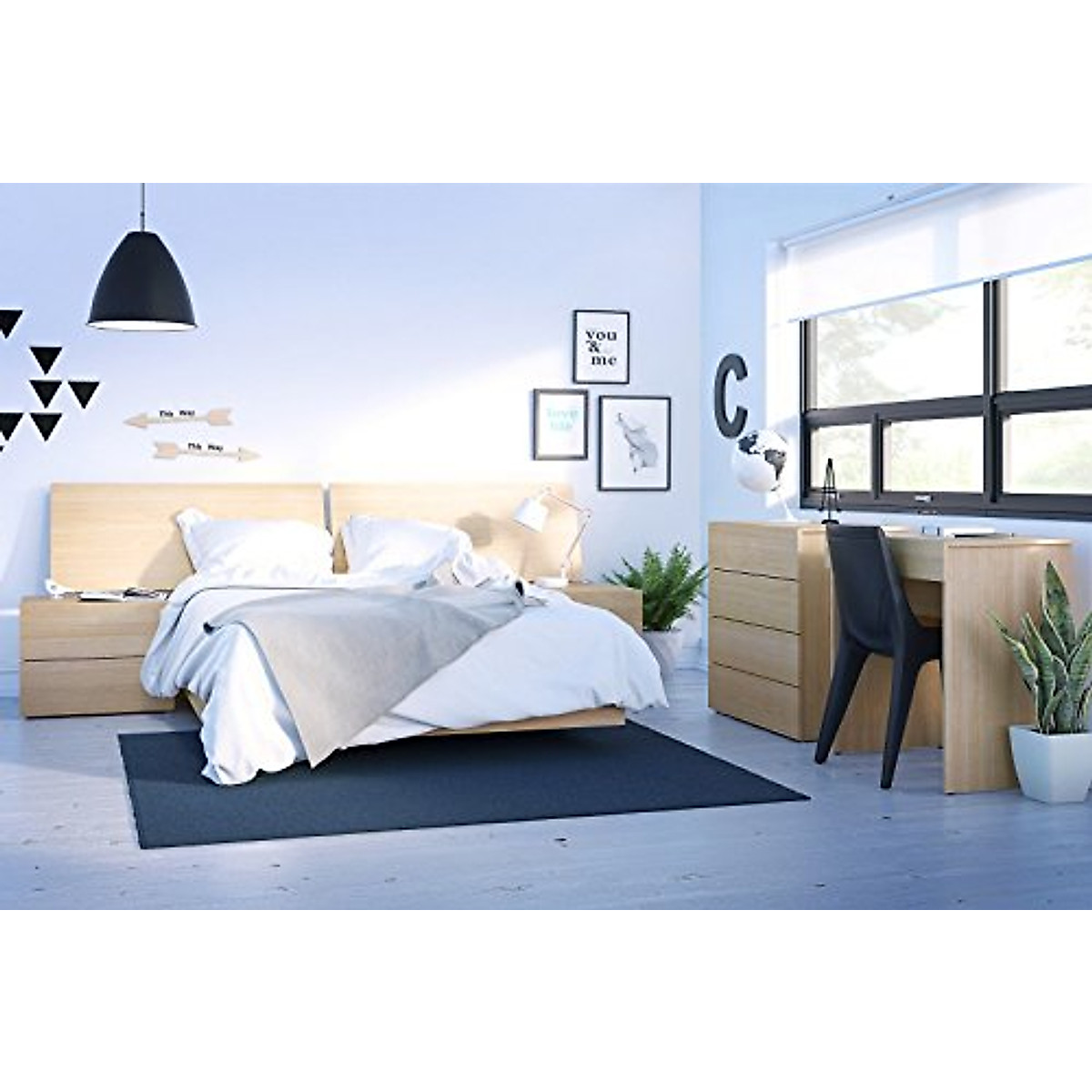 Nexera 2-Drawer Nightstand, Natural Maple