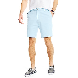 Nautica Men's Classic Fit Flat Front Stretch Solid Chino 8.5" Deck Shorts, Noon Blue, 33W