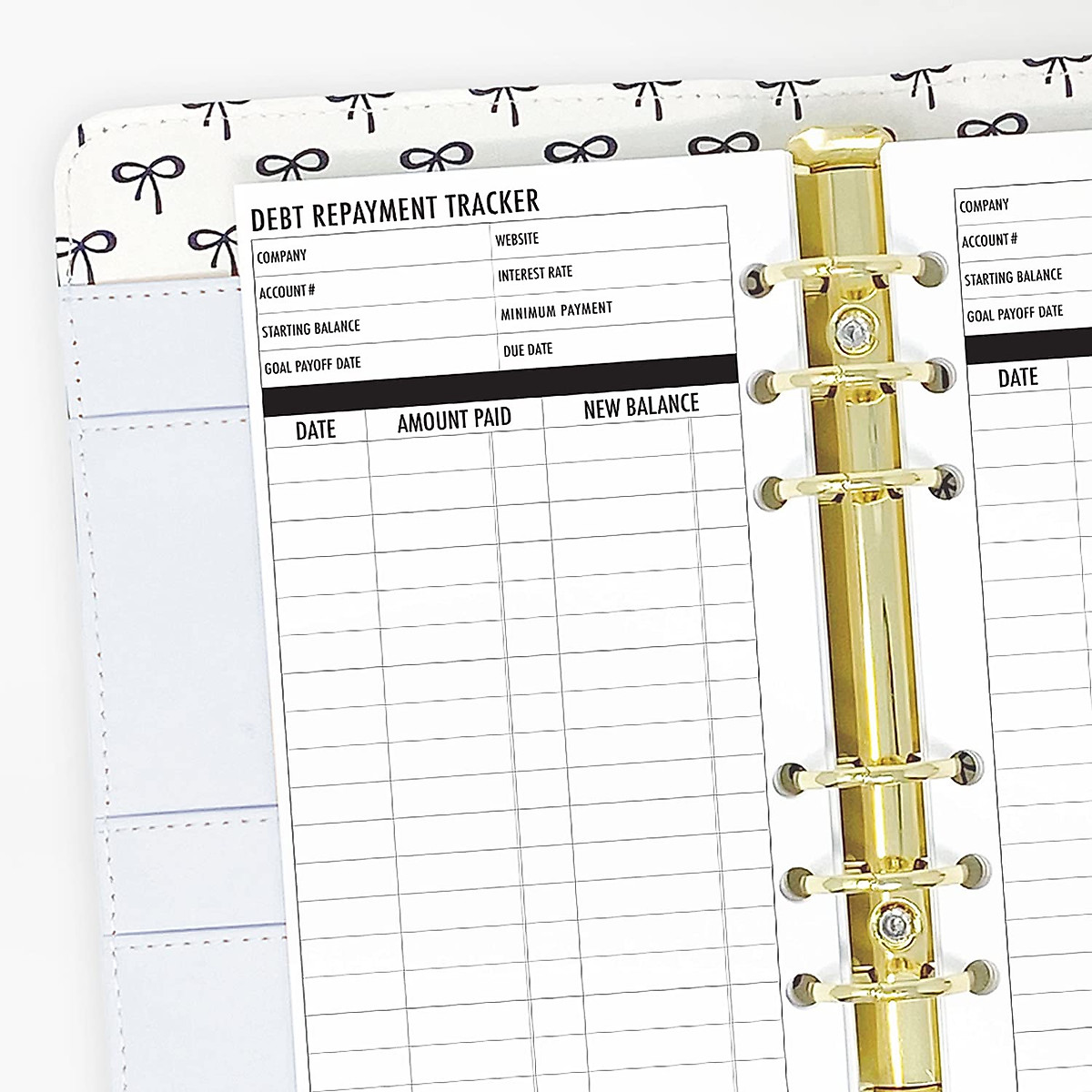 Personal Debt Repayment Planner Insert Refill, 3.74 x 6.73 inches, Pre-Punched for 6-Rings to Fit Filofax, LV MM, Kikki K and Other Binders, 30 Sheets Per Pack