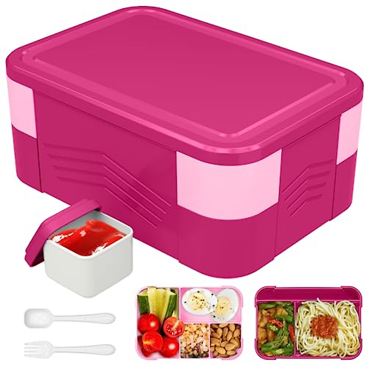 STAVOZE Bento Box, Bento Lunch Box for Kids, 1550ML Lunch Containers for Kids/Adults/Students, 6 Compartment LeakProof Adult Lunch Box with Utensils, Microwave/Dishwasher/Freezer Safe