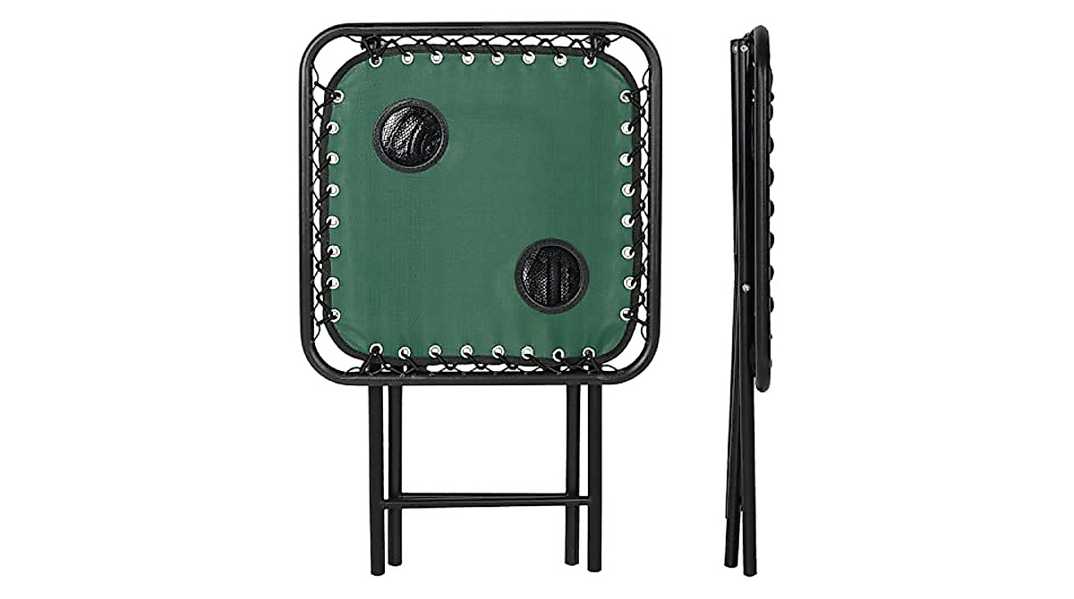 Sunnydaze Folding Sling Side Table - Perfect for Outdoors