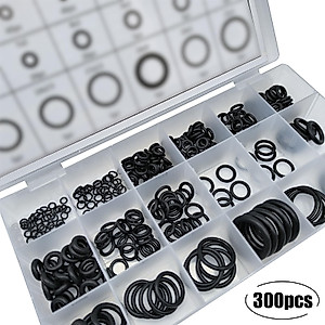 gunhunt 300 PCS Car Seal Ring Classification Kit, 18 Sizes of High Pressure and High Temperature Resistant Rubber O-Rings, Car Air Conditioner A/C Repair Gasket Seal Ring, Universal for Cars (Black)