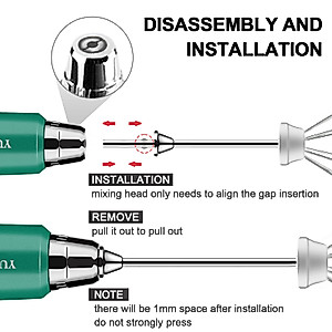 YUSWKO Milk Frother Handheld with 3 Heads, Coffee Whisk Foam Mixer with USB Rechargeable 3 Speeds, Electric Mini Hand Hand Frother for Latte, Cappuccino, Hot Chocolate, Egg - Green