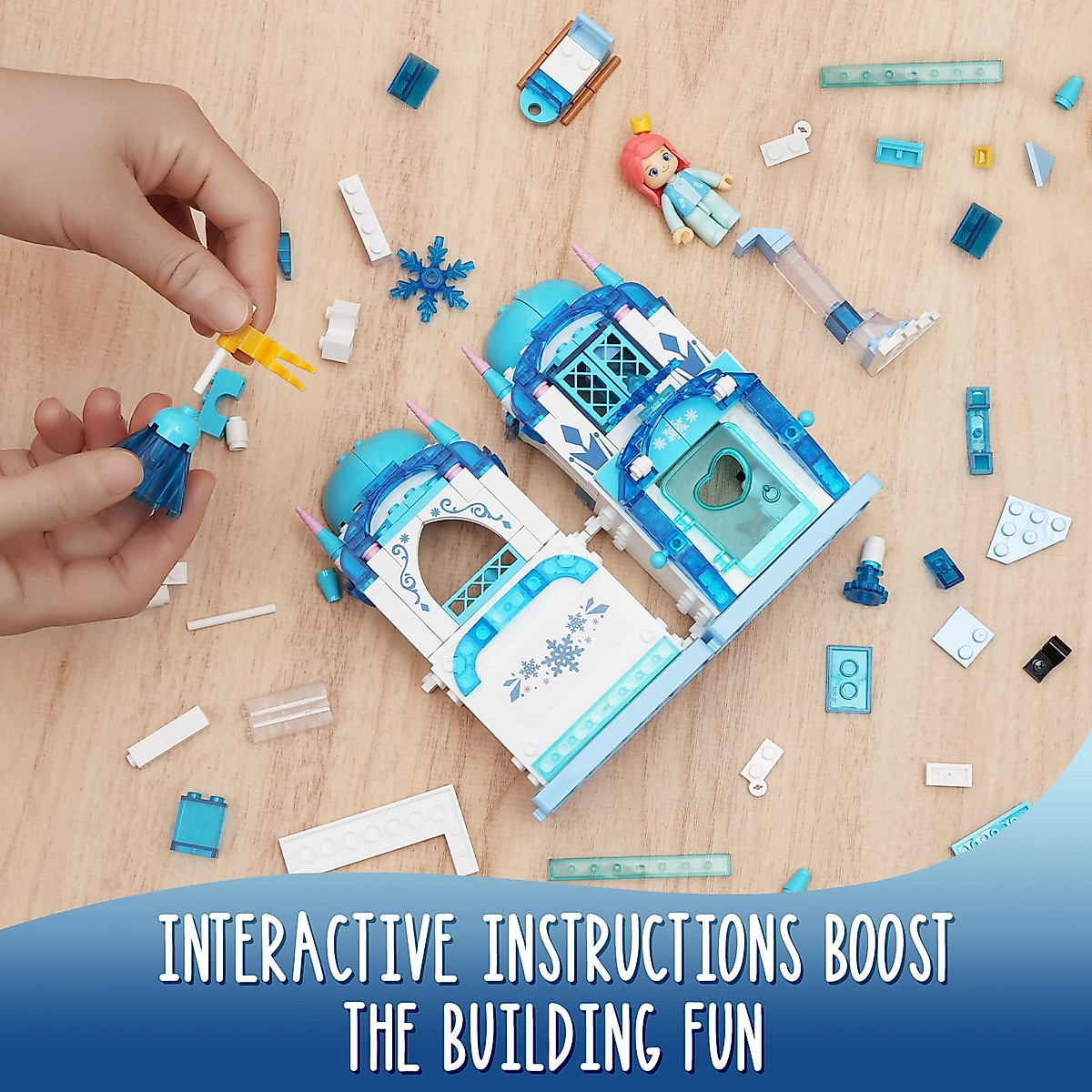 DDAI Girls Building Blocks Toys Frozen Ice Castle Building Kit for Girls Adorable Construction Toy Palace Brick Set Best Birthday Gifts for Kids 8-12 Years Old (199PCS)