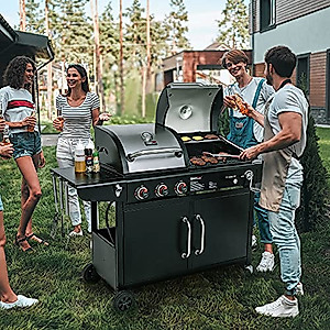 Royal Gourmet ZH3002N 3-Burner 25,500-BTU Dual Fuel Gas and Charcoal Grill Combo, Cabinet Style, Black