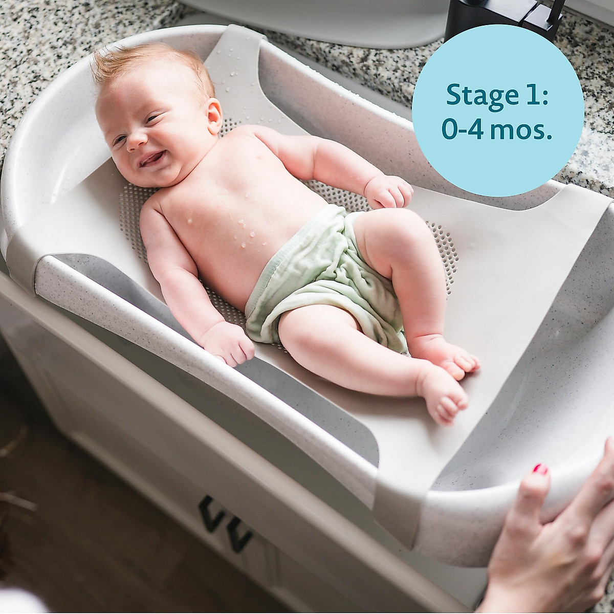 The First Years Rain Shower Baby Bath Tub Set - Includes Convertible Bath Tub and Sling with Soothing Spray - Baby Bath Seat and Spa for Newborn to Toddler - Baby Bath Essentials