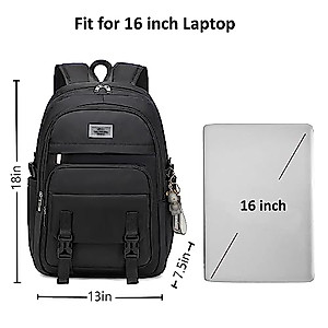 WIUFBE 15.6 Inch Laptop Backpacks School College Backpack Large Bookbags Anti Theft Travel Cusual Daypack For Teens Boys Girls Women(Black)