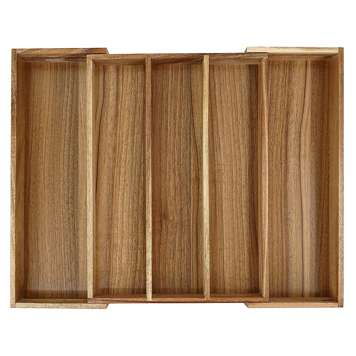 EcoFives Bamboo Silverware Organizer, Expandable Kitchen Drawer Organizer for Cutlery, Wooden Utensil Holder, Multi-Function Drawer Storage, 5-7 Compartments