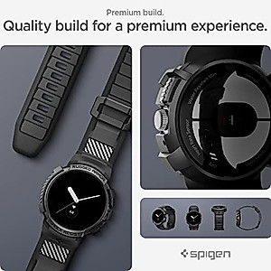 Spigen Rugged Armor Pro Designed for Google Pixel Watch Case with Band (2022) - Black