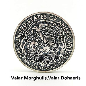 Valar Morghulis Antique Silver Coin Collection HOBO Skull Art Scythe Grim Reaper Punk Eagle Coin