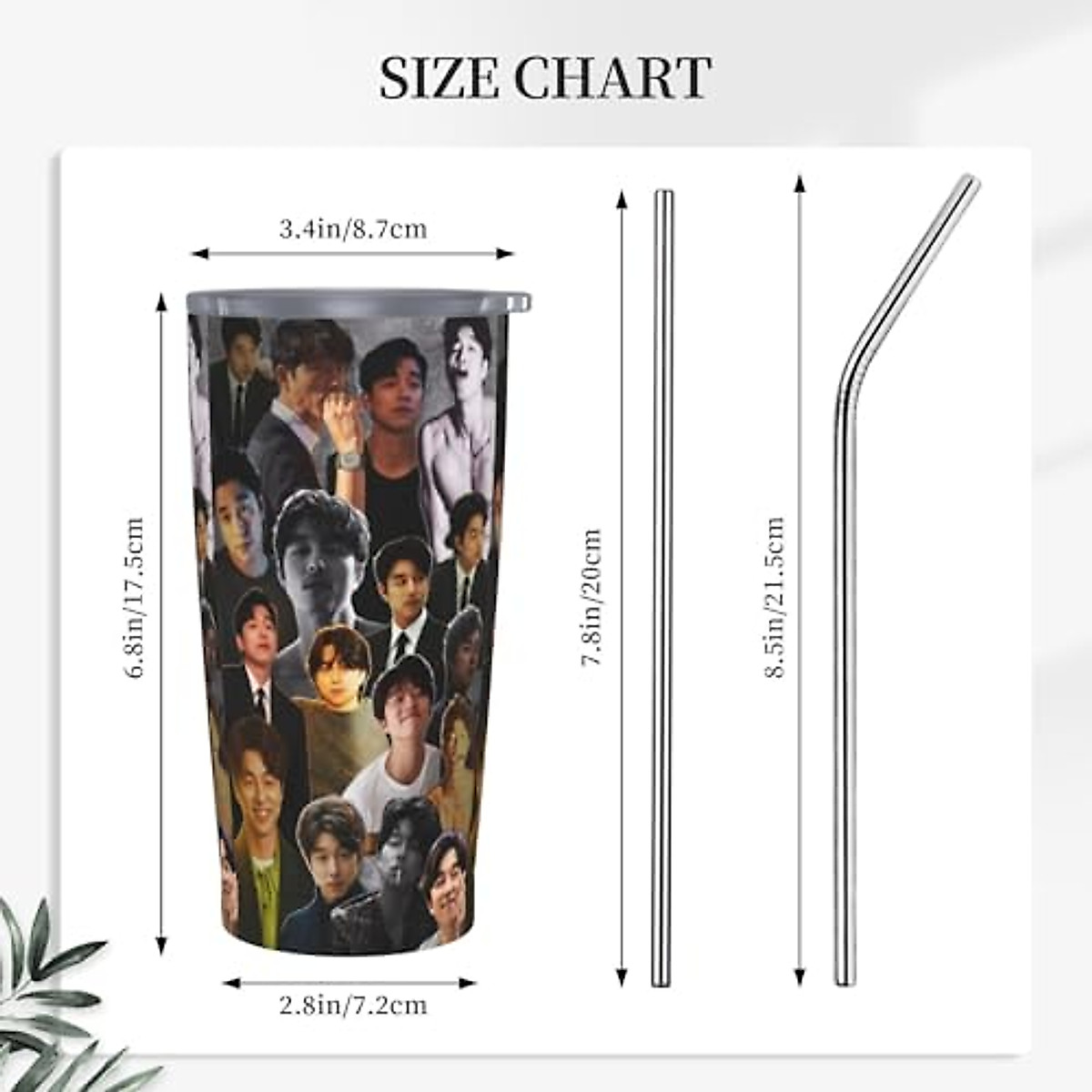 OAEWRE Gong Actors Yoo Stainless Steel Mug Insulated Tumbler Coffee Mugs with Lids and Straw Double Wall Vacuum Cup 20oz