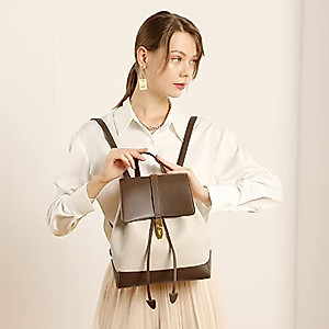 Kattee Genuine Leather Backpack Purse for Women Fashion Rucksack Ladies School Shoulder Bag Medium Size Adjustable Straps