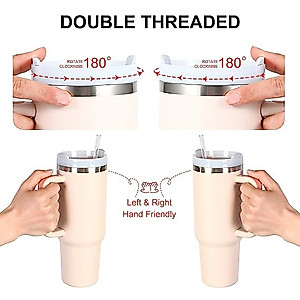 RaepperHan 40oz Car Travel Mug With Handle And Straw Lid | Stainless Steel Insulated Mug | Hot & Cold Drink Mug, Fitness & Sports Mug (White),RZSB01