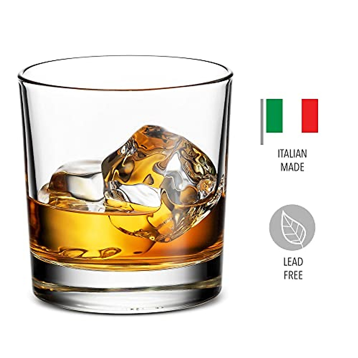 Godinger Old Fashioned Whiskey Glasses, Italian Made Drinking Glasses, Glass Cups, Whiskey Gifts - Set of 4