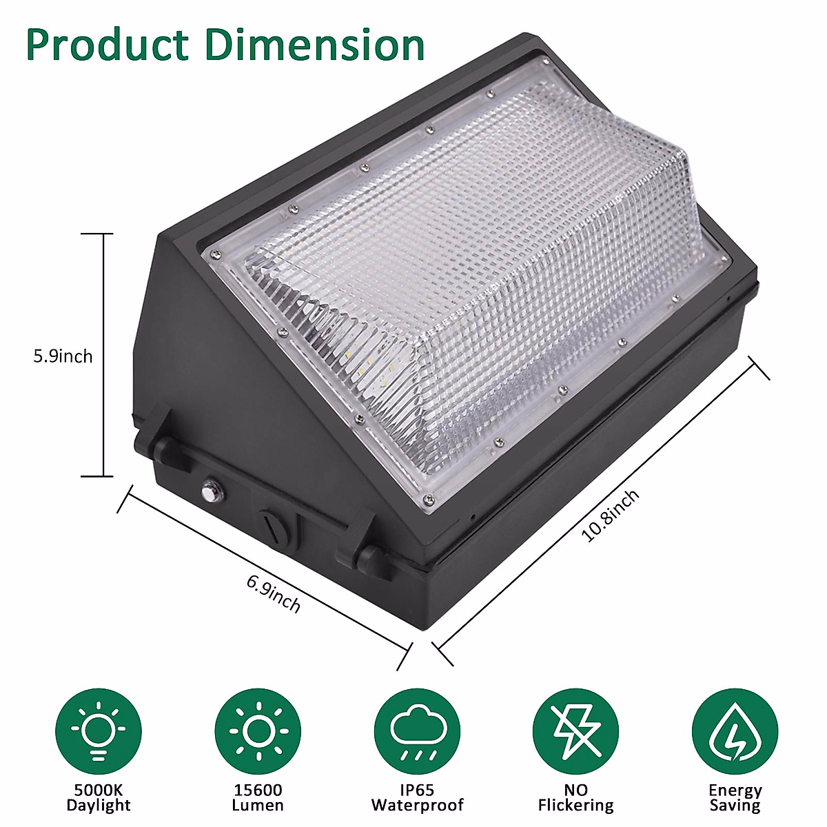 SZGMJIA 100W LED Wall Pack with Dusk to Dawn Photocell, 5000K Daylight, 13000LM, AC100-277V with ETL Listed. Commercial and Industrial Outdoor LED Security Lighting for Parking Lots