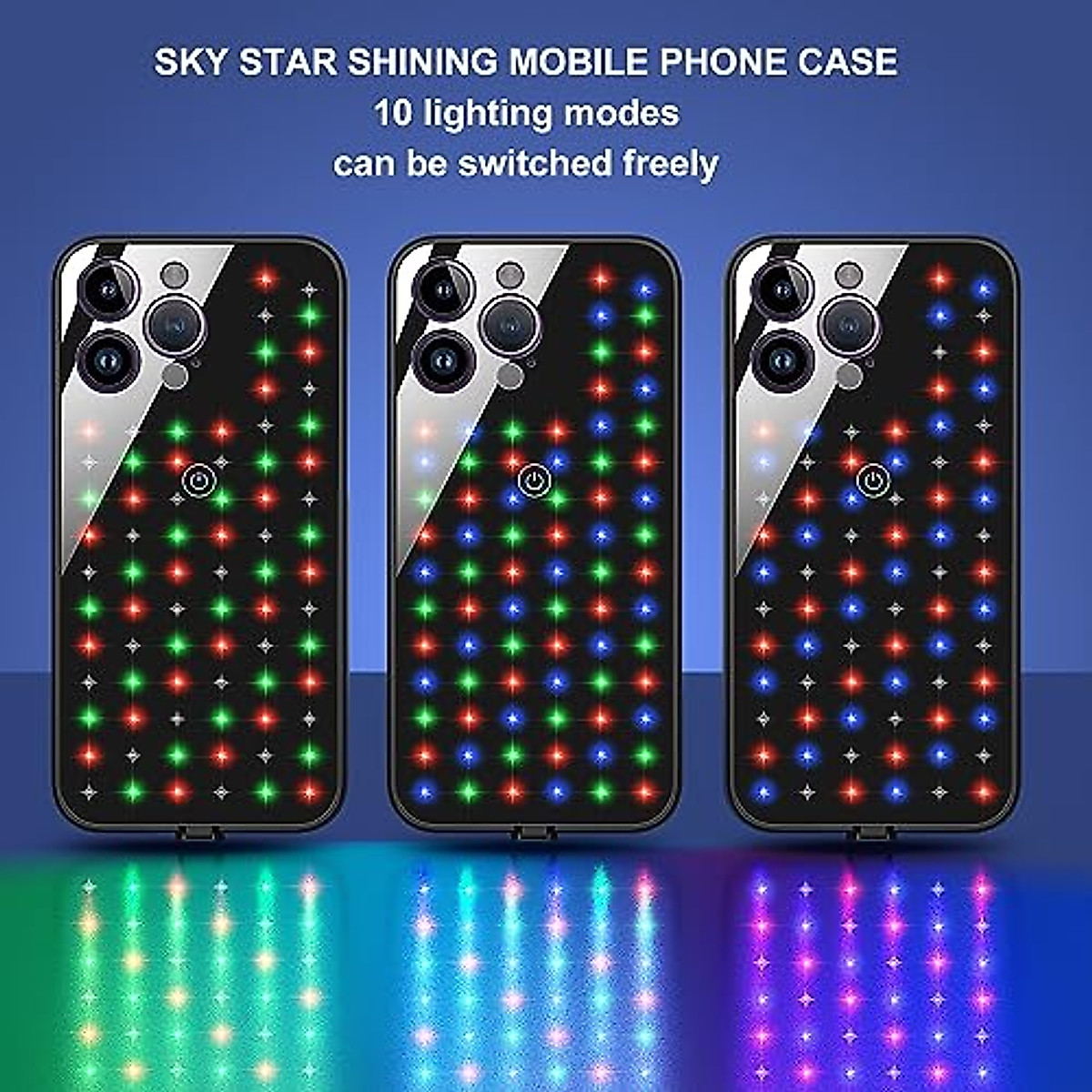 YOLOLAND iPhone 14 Pro Max Phone Case, RGB Led Luminous Phone Case, Starry Sky Shining, Colorful Flashes