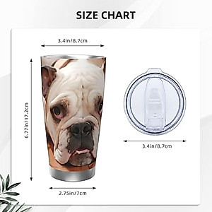 NHJKLWQSZ Lazy Dog Puppy 20oz Stainless Steel Tumbler With Lid And Straw, Double Wall Vacuum Insulated Coffee Mug Travel Cups Leak-Proof Lid For Hot And Cold Drinks, Metal Straws And Brush