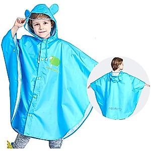 Girls Clothes Size 10 12 Cartoon Toddler Girl Raincoat Children Ponchos Boy 3D Kids for Rain Jacket (Blue, 10-12 Years)