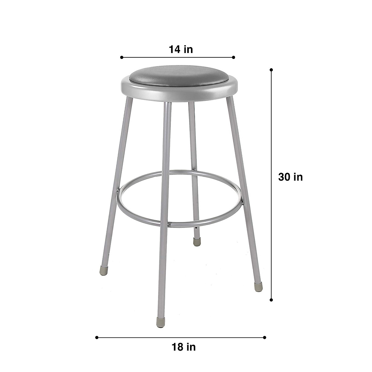 OEF Furnishings (2 Pack) Grey Vinyl Padded Stool, 30" High No Assembly Required