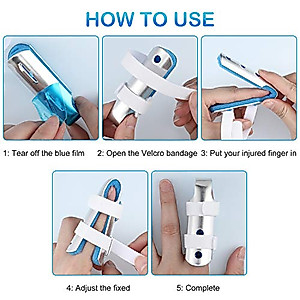 BBTO 10 Pieces Finger Splints Metal Padded Finger Support Finger Stabilizer with Soft Foam Interior and Loop Straps for Adults and Children, 3 Sizes (Blue)