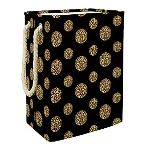 Laundry Hamper Glitter Dots Pattern Collapsible Laundry Baskets Firm Washing Bin Clothes Storage Organization for Bathroom Bedroom Dorm