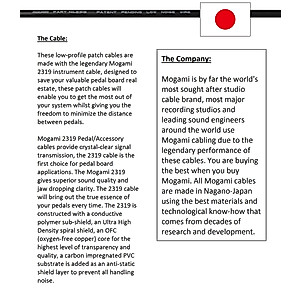 WORLDS BEST CABLES 3 Units - 12 Inch - Pedal, Effects, Patch, Instrument Cable Custom Made Using Mogami 2319 Wire & Eminence Tiny Gold-Plated Angled TS Connectors