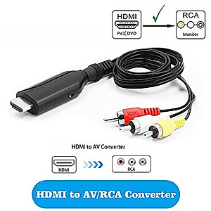 HDMI to RCA Converter HDMI to AV Video Audio Adapter Up to 4K30hz Supports PAL/NTSC for TV Box, Roku Streaming Stick, Fire Stick, DVD, Blu-ray Player HDMI to RCA Adapter