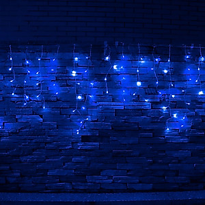 YOLIGHT 16.5ft 192 LED Halloween Icicle Lights Outdoor, Icicle Christmas Lights with Remote, 8 Modes Twinkle Curtain String Lights, Wedding Party Home Garden Roof Xmas Decoration(Purple)