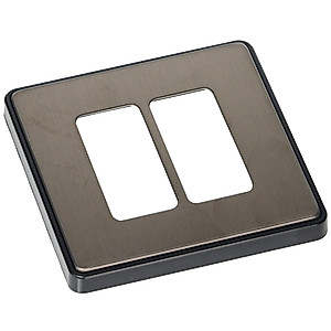 MK (ELECTRIC) Dimensions 2 Gang 20A Large Rocker Switch Bronze Finish Frontplate With A Black Trim White