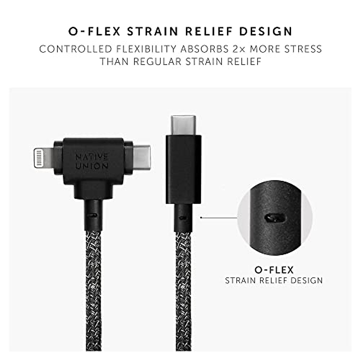 Native Union Belt Cable Duo – 5ft Ultra-Strong Braided Universal Charging Cable – Made with Recycled Materials – 2-in-1 Multi-Device MFi Certified Connectors for Lightning & Type-C Devices (Cosmos)