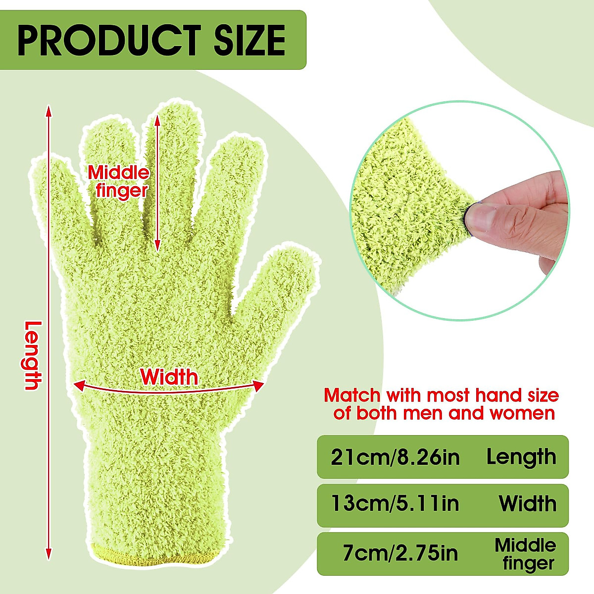 Sibba 2pcs Microfiber Dusting Mitt Gloves Auto Household Cleaning Mittens Cloth Reusable Washable Gloves for Men Women Kitchen House Blinds Plants Mirrors Lamps Car Cleaning (Yellow)