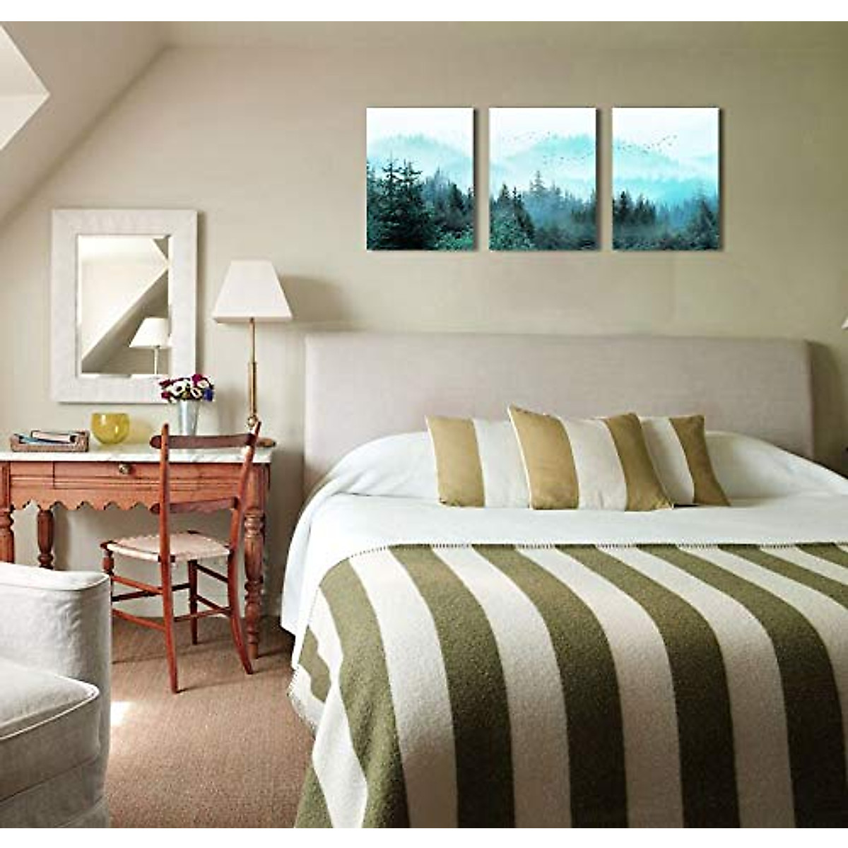 Mofutinpo Canvas Wall Art Fresh Fog Forest Modern Nature Wall Decor for Bedroom Bathroom Living Room Stretched and Framed Ready to Hang 12x16 Each Panel