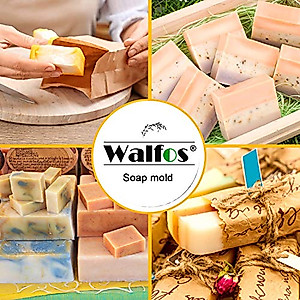 Silicone Soap Mold - Flexible Rectangular Loaf Mold Comes with Wood Box, Stainless Steel Wavy + Straight Scraper for Soaps Making