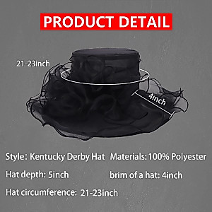 Kentucky Derby Church Dress Hat for Women Rose Fascinator Bridal Tea Party Wedding Hat Wide Brim
