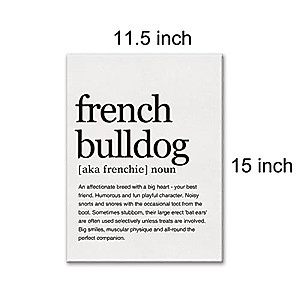 LEXSIVO French Bulldog Definition Print Canvas Wall Art Home Office Decor Modern Minimalist Painting 12x15 Canvas Frenchie Poster Framed Ready to Hang Artwork Dog Lover Gift
