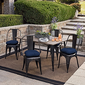 Arden Selections Outdoor Tufted Bistro Seat Cushion, Set of 4, 14.5 in x 15 in, Rain-Proof, Fade Resistant 15 inch, Sapphire Blue Leala