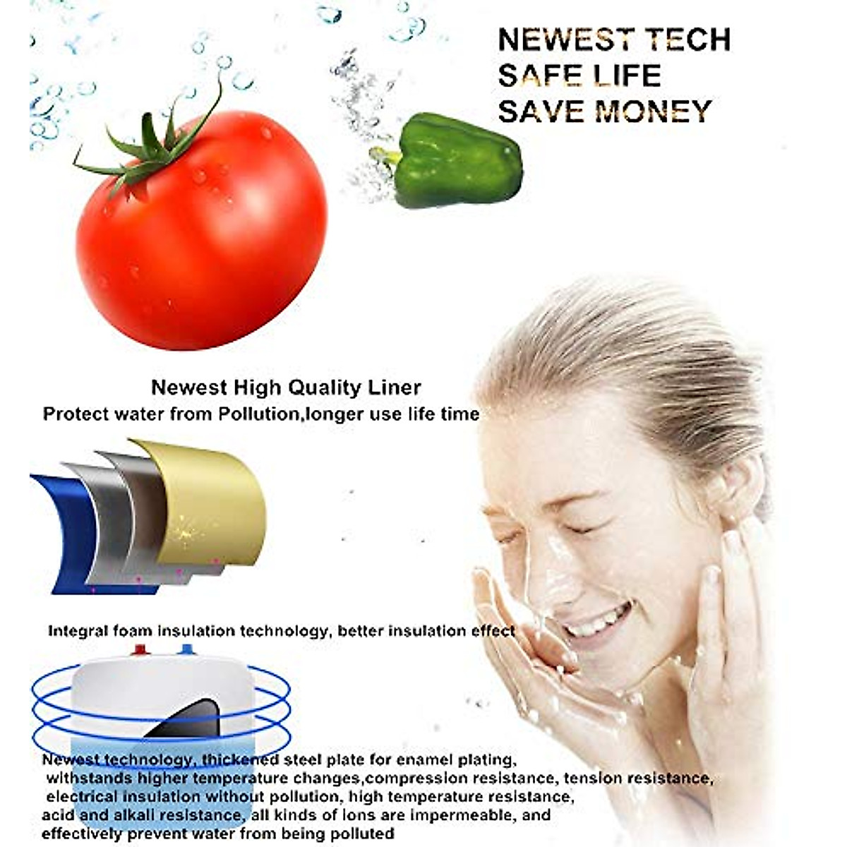 FVSTR Electric Mini-Tank Water Heater, 2.5-Gallon Point of Use for Instant Hot Water, 1440W, 120V - Shelf, Under Sink, Wall or Floor Mounted, Etank Series