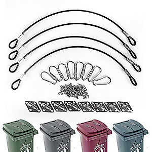 Trash Can Lid Lock,Trash Can Lock for Litter Prevention,Durable Nylon Coated Wire Rope&Stainless Steel Trash Lock, Keep Environment Clean ,Universal Fit(4Pack)