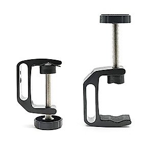 Jersvimc Universal C-Clamp with 1/4" & 3/8" Thread Hole, Aluminum Metal Adjustable Screw C Clamp Bracket for Desktop Desk Table Bench Chair Monitor