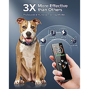 Dog Shock Collar, Ycoev Dog Training Collar with Remote, IP67 Waterproof Shockers Collar for Large Medium Small Dogs Electric Collar for Dogs with 4 Modes Beep, Vibration, Shock, Dog Finder