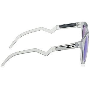 Oakley Men's OO9464A HSTN Low Bridge Fit Round Sunglasses, Matte Clear/Prizm Violet, 52 mm