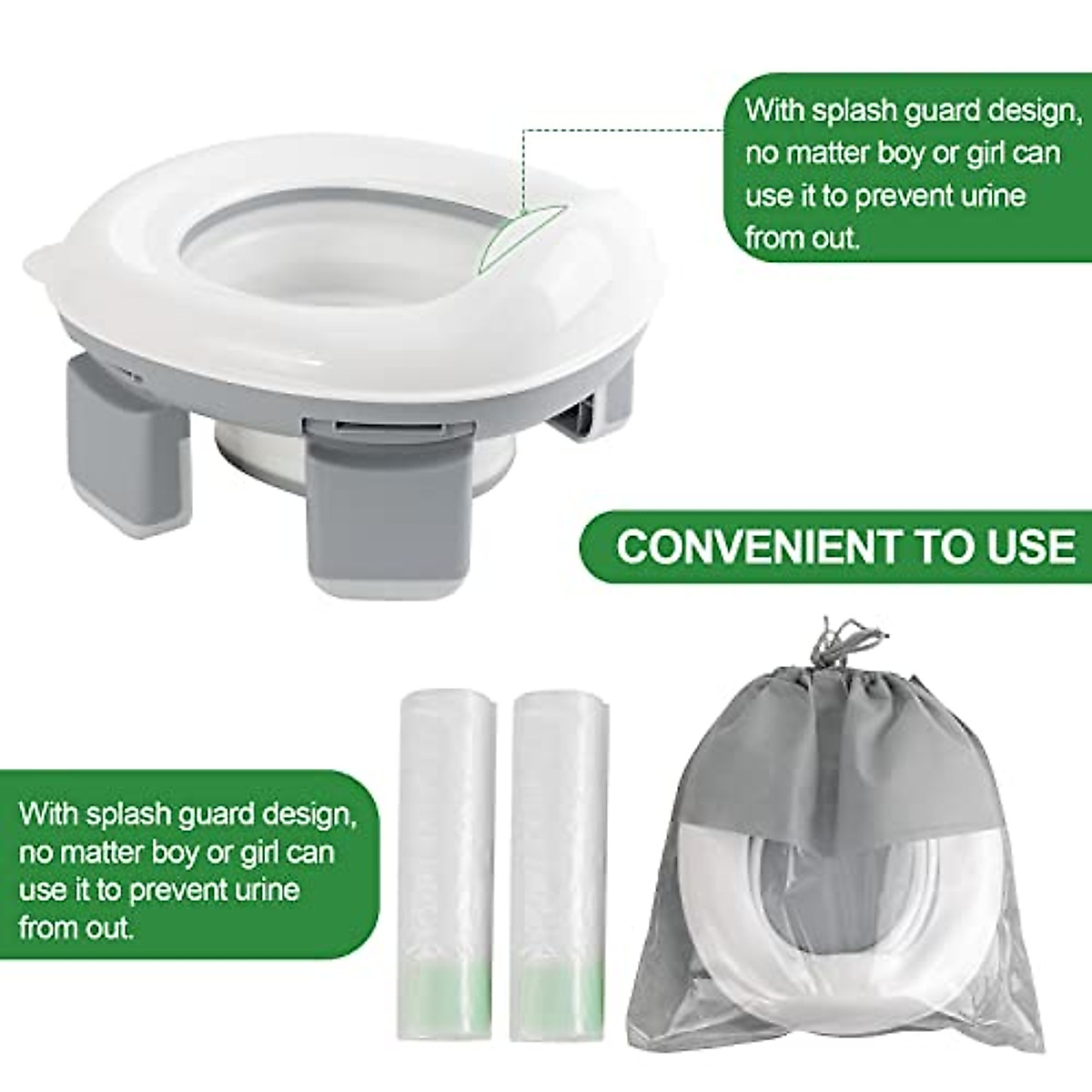 INNOWEST® Travel Potty, Toddler travel potty, Portable toddler potty, travel potties foldable, toddler potty folding toilet, apply to seat emergency toilet for car, outdoor, indoor toilet, Grey