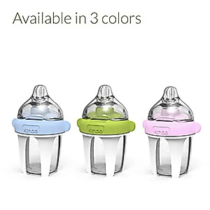 Kiinde Active Latch Silicone Baby Bottle, Anti Colic, Leak Proof, Easy to Clean, Includes 2 Medium Flow Active Latch Nipples with Covers, 4 Ounce, 2 Count, Blue