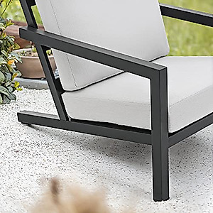 HAPPATIO Aluminum Patio Furniture 5-Piece Conversation Sets, Outdoor Patio Conversation Set, Outdoor Chairs for Garden Backyard Balcony Porch Poolside(Black)