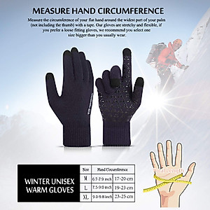 TRENDOUX Winter Gloves for Men, Womens Gloves with Touchscreen Fingers - Thermal Liners - Anti-Slip Grip - Elastic Cuff - Premium Material - Knit Glove for Phone Texting Typing Outdoor - Navy - M