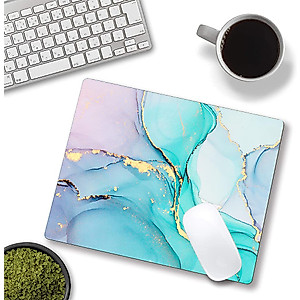 Armanza Mouse Pad, Cyan Blue Marble Mouse Pad, Washable Square Cloth Mousepad for Office Laptop, Non-Slip Rubber Base Mouse Pads for Wireless Mouse, Computer Mouse Pads for Desk